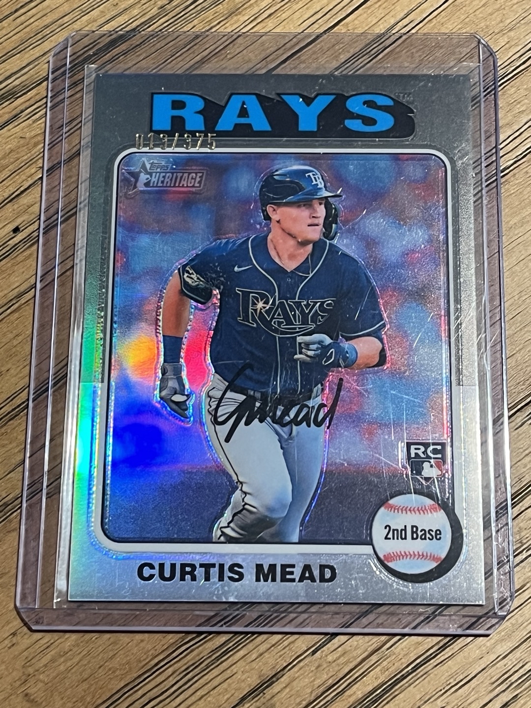Curtis Mead Tampa Bay Rays 2024 Topps Heritage Silver Chrome Refractor 013/375