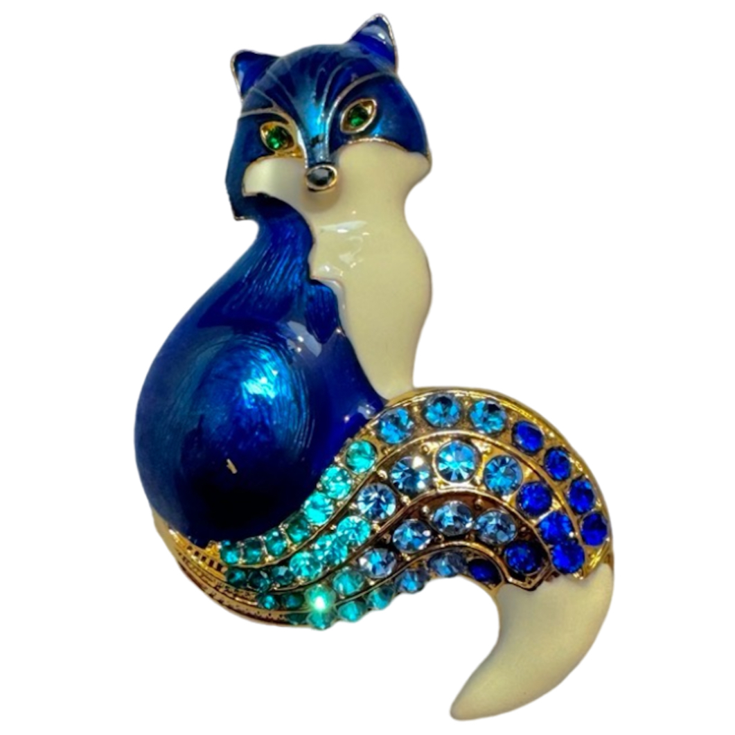 Contemporary Enamel Gem Fox Brooch/Pendant
