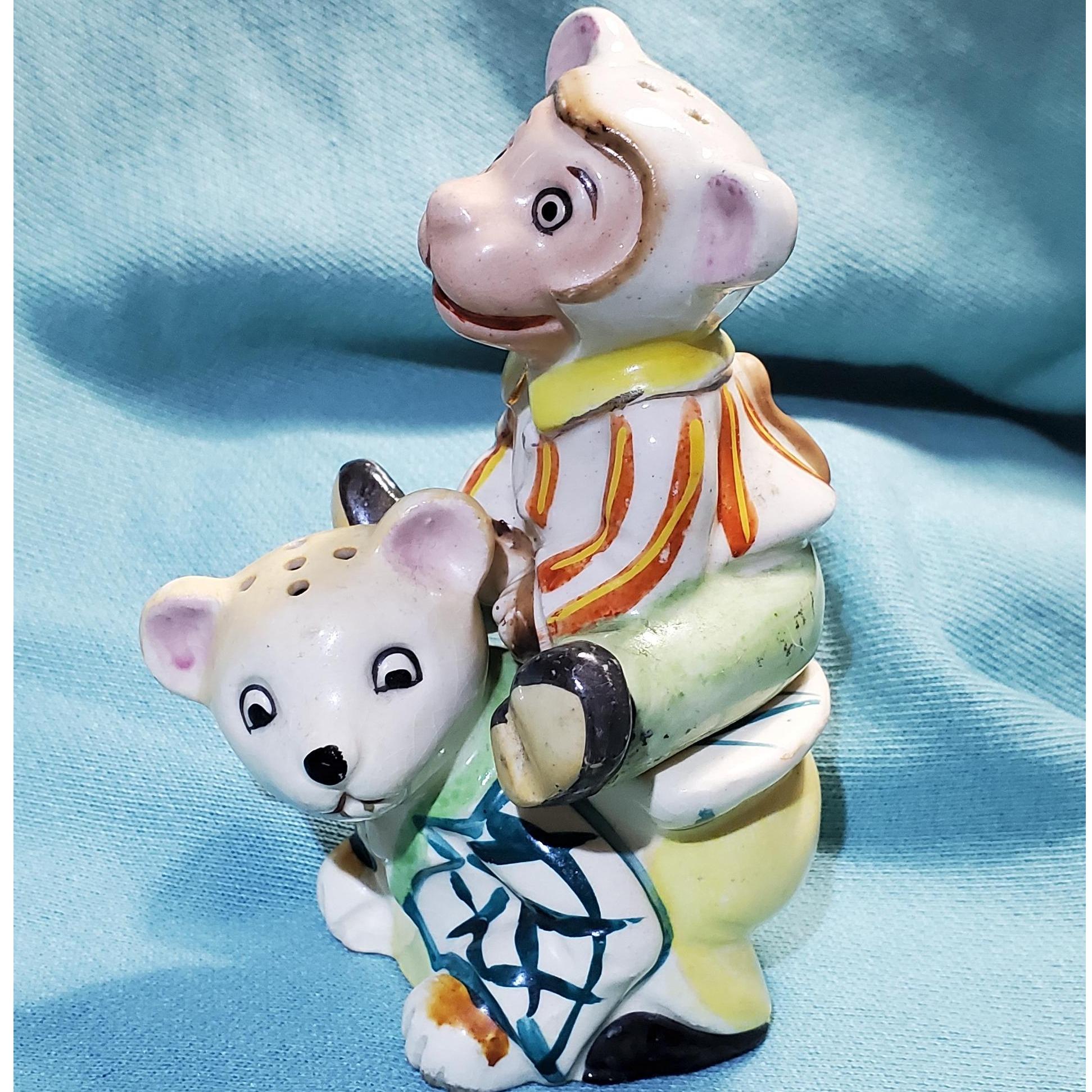 Vintage Anthropomorphic, Leapfrog, Bear & Monkey Salt and Pepper, Red ...