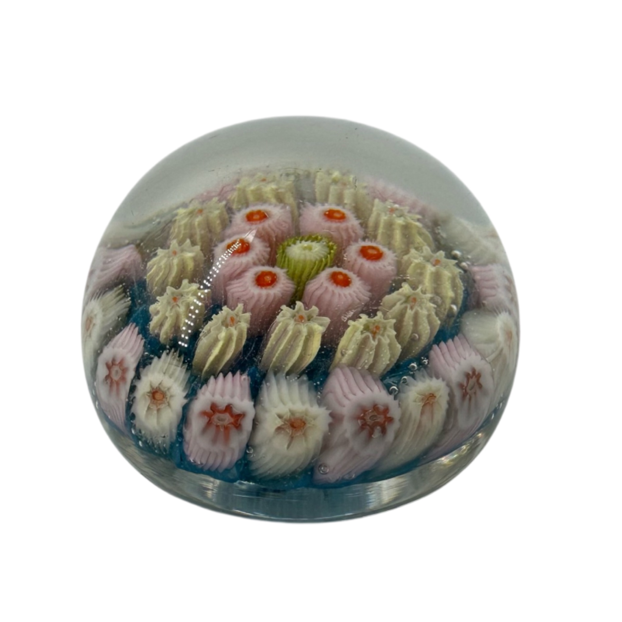 Strathearn Small Blue Pink Millefiori Paperweight