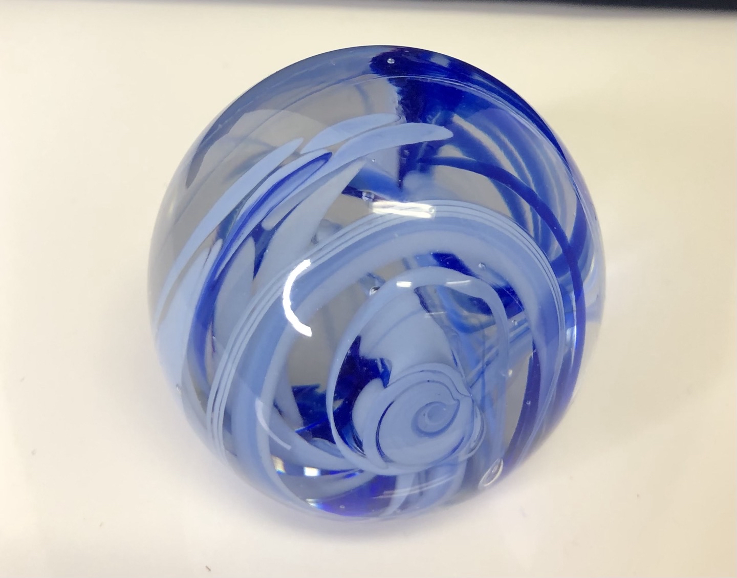 Small Blue Swirl Paperweight