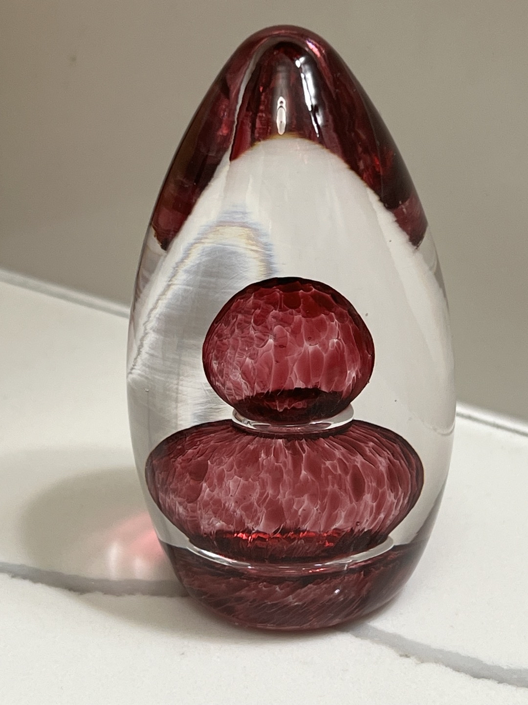 24) Wedgwood Paperweight Cranberry Glass Bubbles
