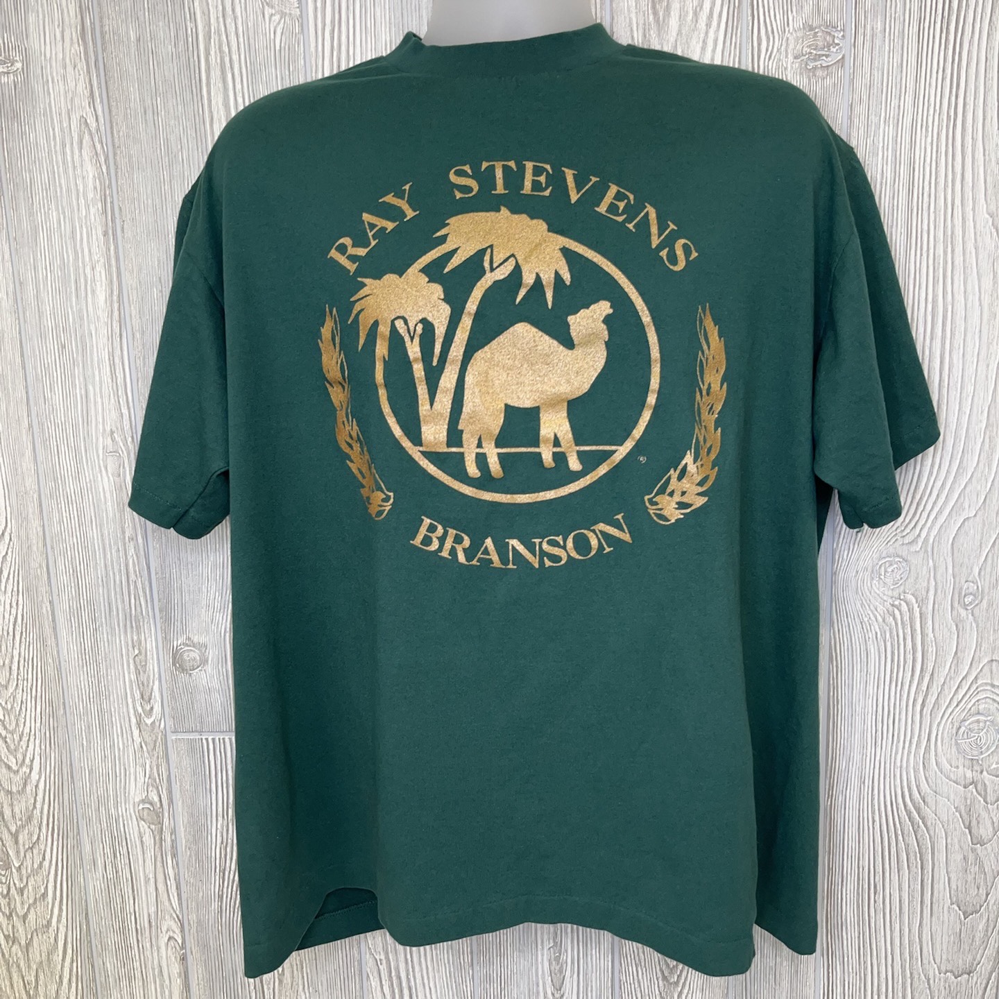 Vintage Ray Stevens Branson Camel T-Shirt Size XXL 2XL Green Gold ...