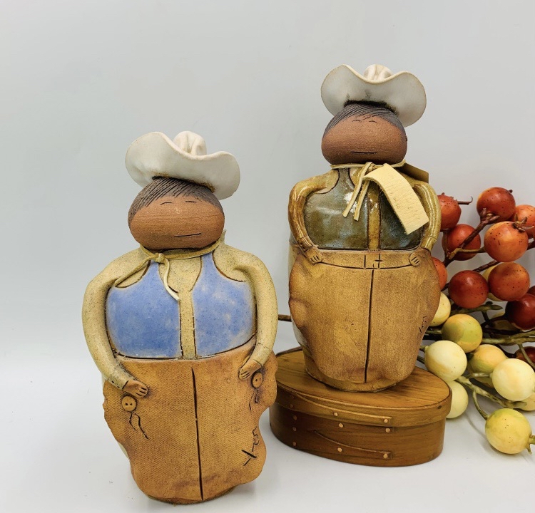 28 Val Knight Studio Pottery Cowboy 1990s Pair