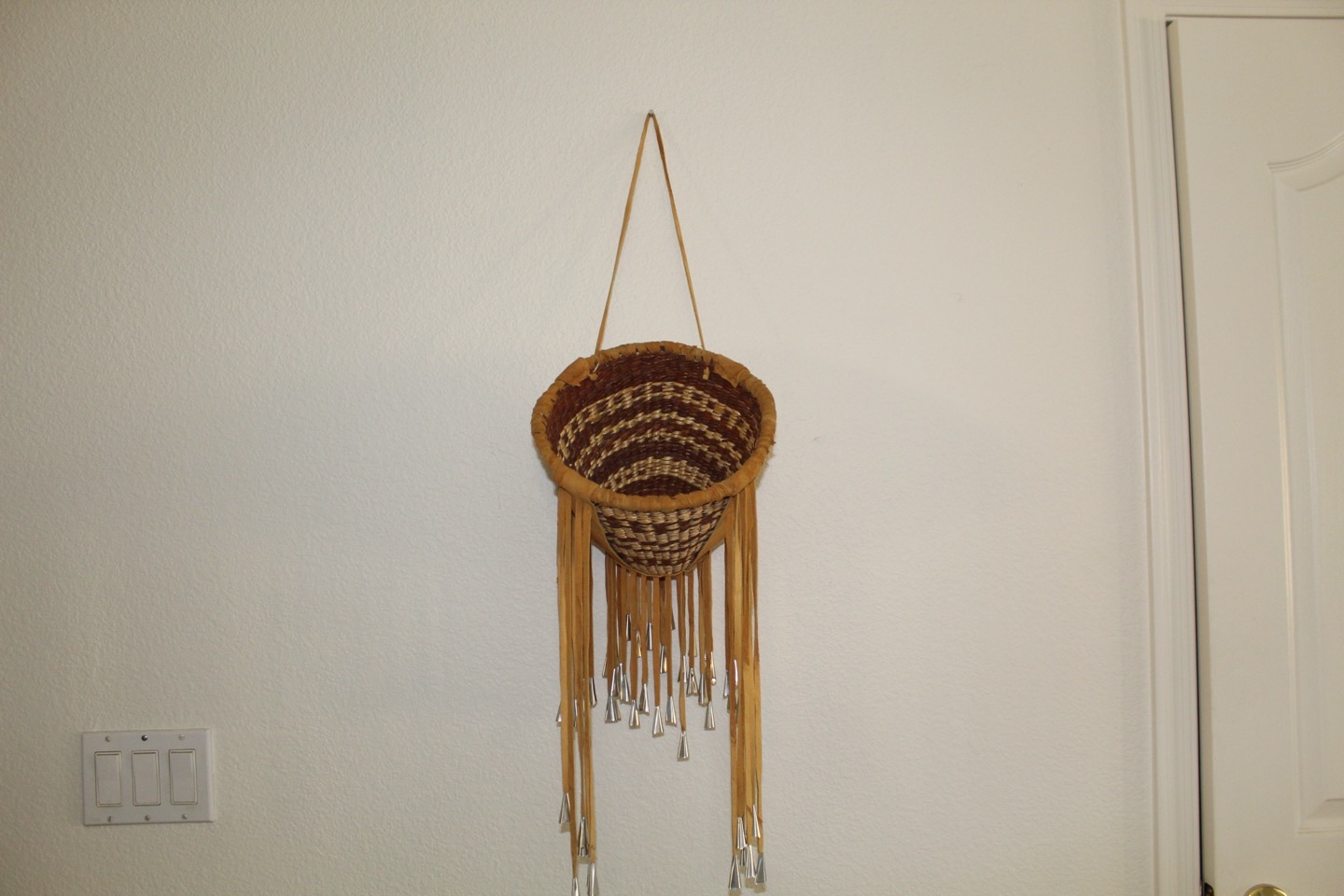 Vintage Apache Buckskin Burden Basket Handwoven Native American