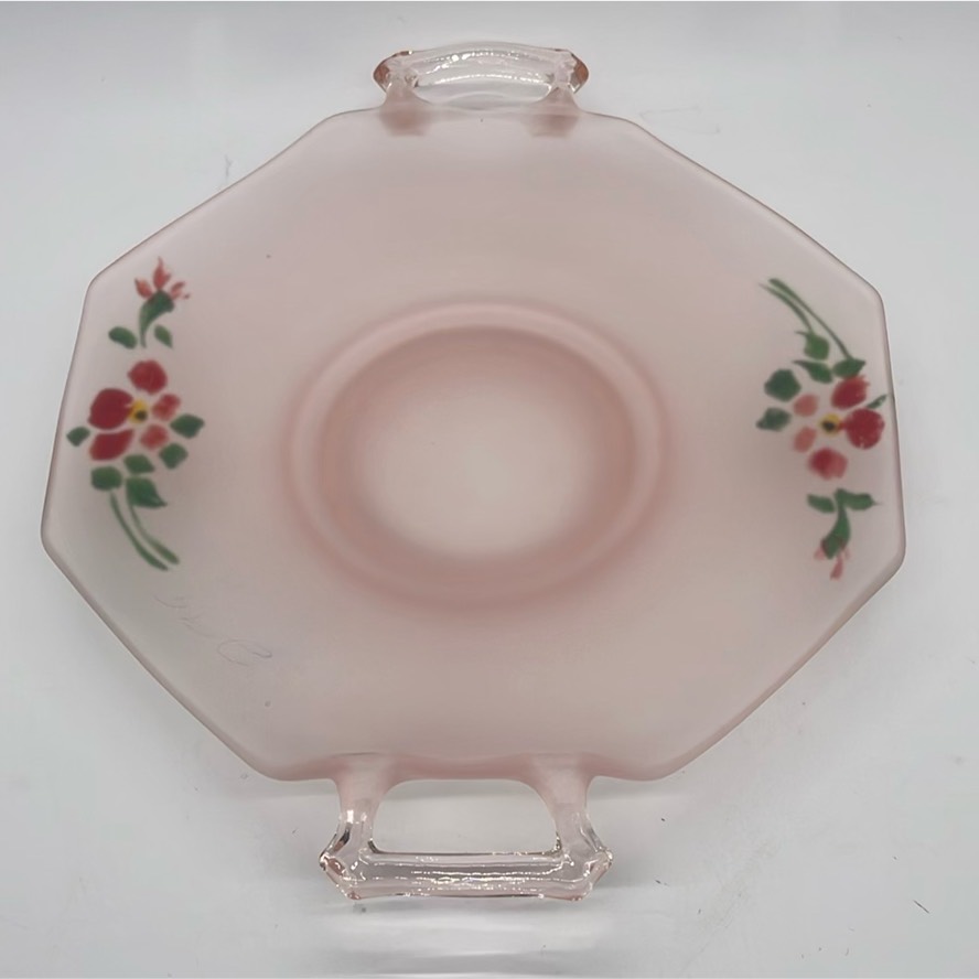 Depression Era Lancaster Octagonal Handmade Satin Pink 2 Handled Hand ...