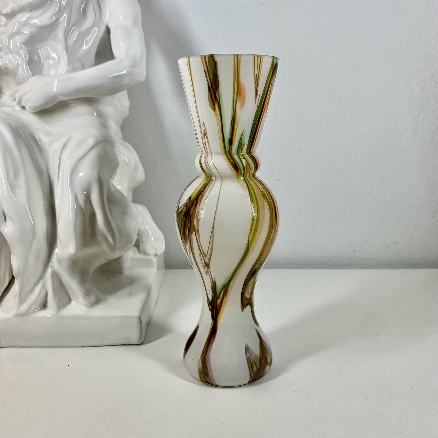 CZECH Spiral Wave Pattern VASE KRALIK Cased Glass BOHEMIA 1920-30s Art ...