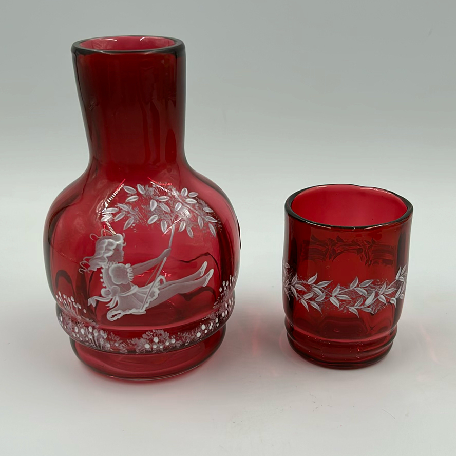 Fenton Art Glass Mary Gregory Collection 2001 Hand Painted Cranberry ...