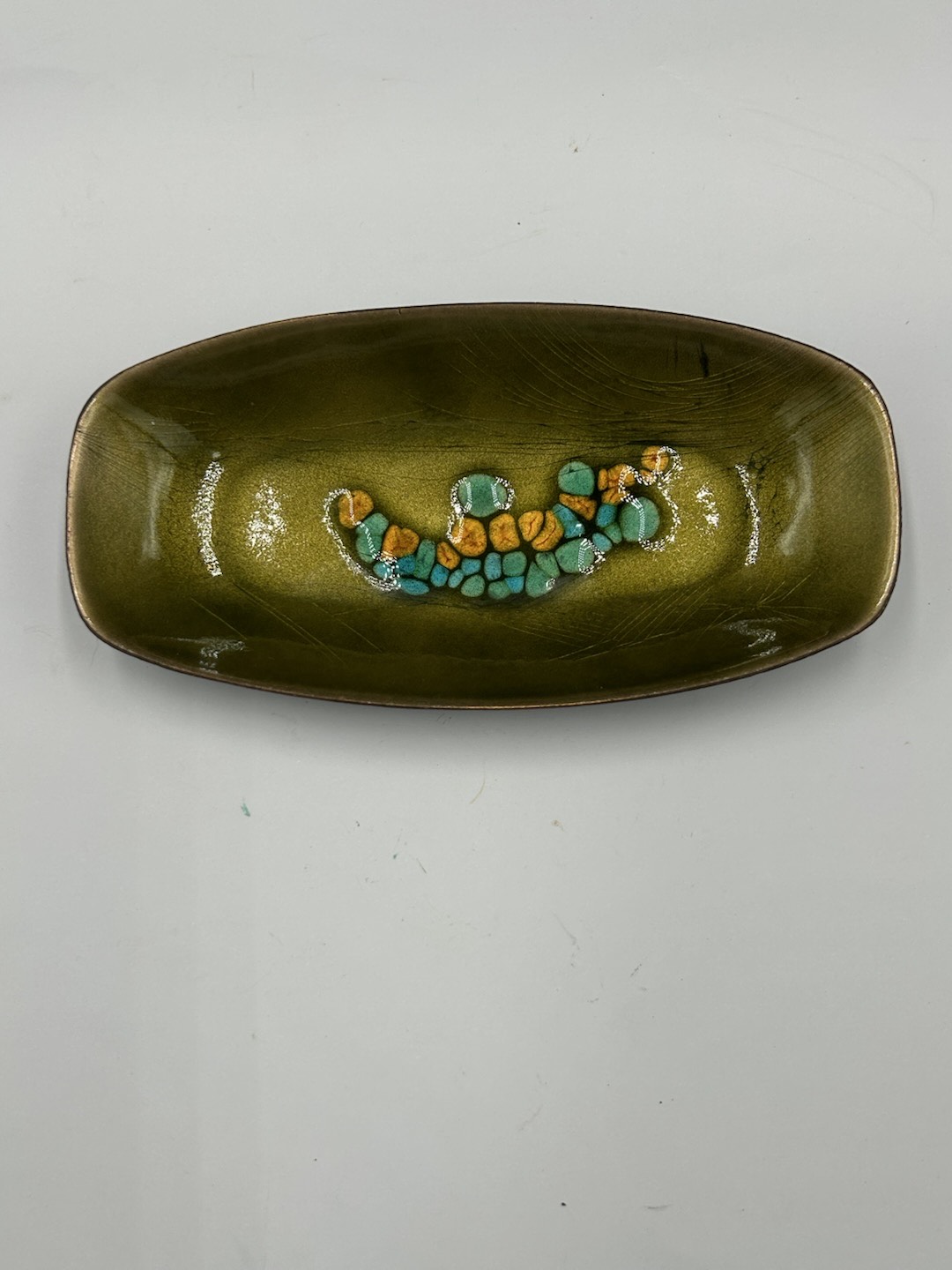 Vintage Bovano Copper Enamel Ashtray Trinket Dish MCM Atomic Tray ...