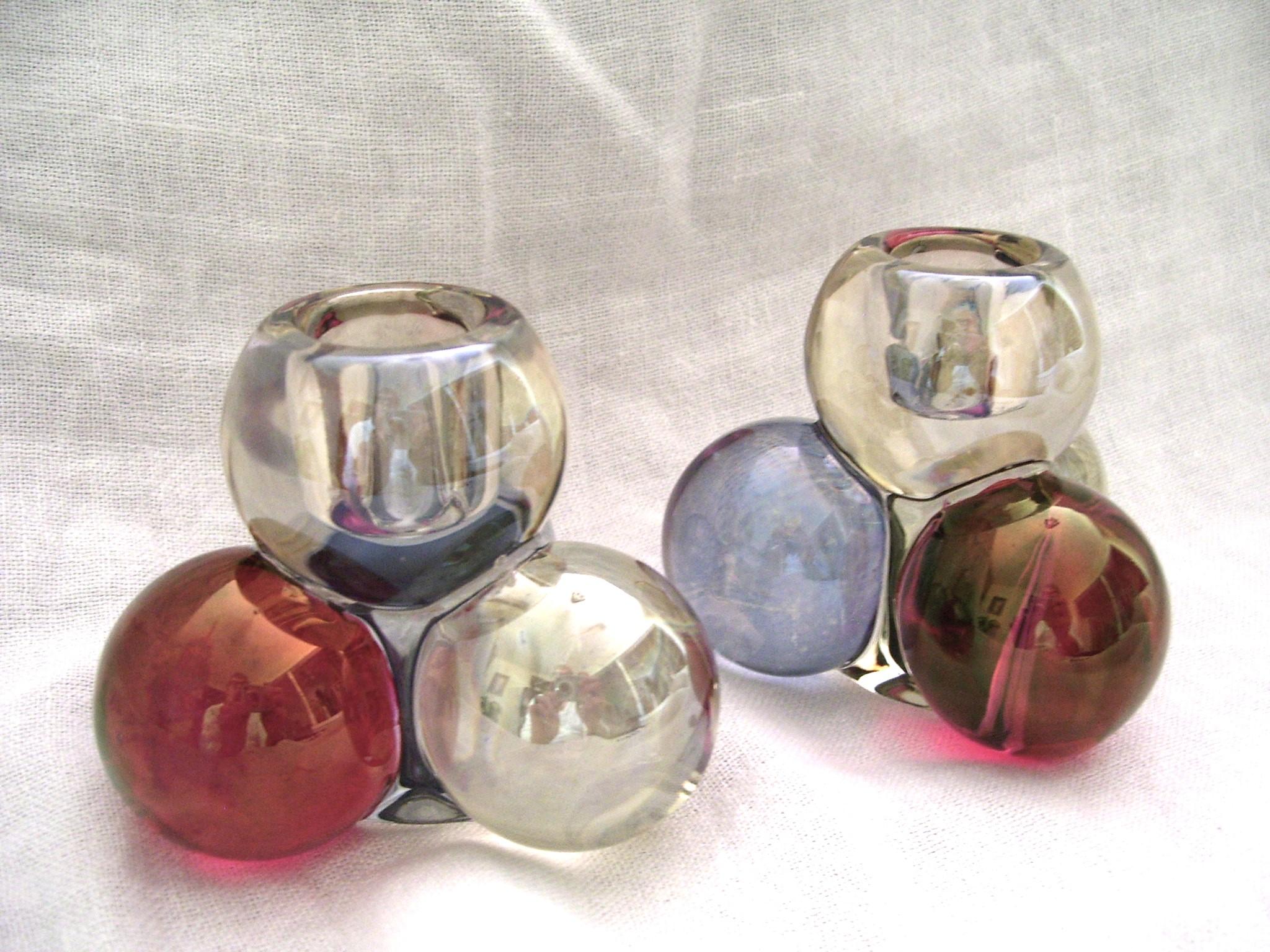 Westmoreland Glass Ball Candleholders Pair
