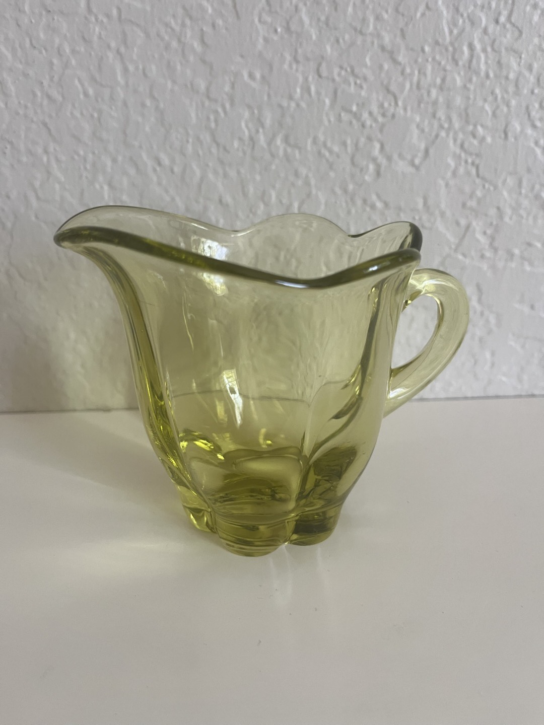 Vintage Glass Duncan & Miller Creamer Jasmine Yellow