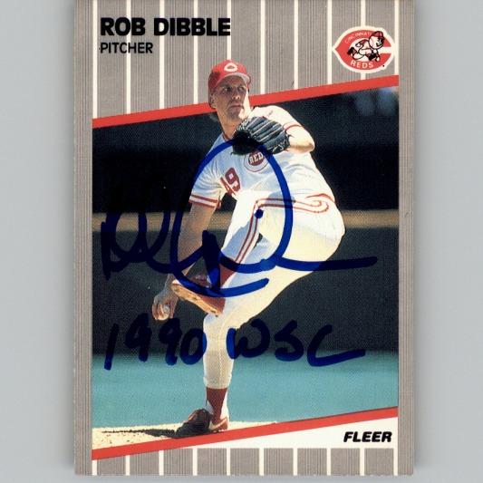Rob Dibble Signed Cincinnati Reds 1989 Fleer Baseball Card #160