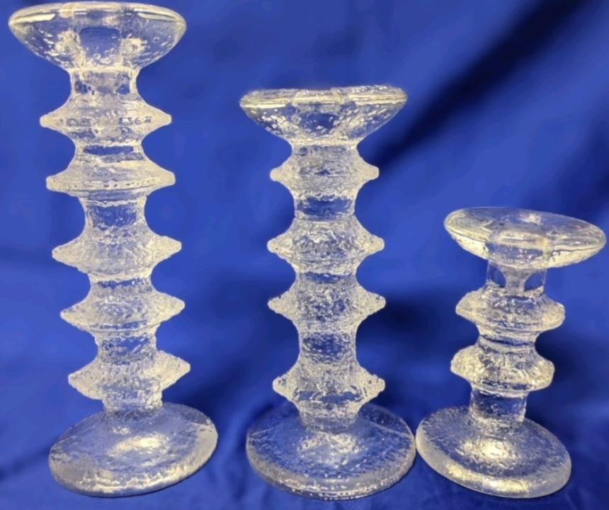03. 2 Vintage IITTALA Finland FESTIVO 5, 4 & 2-Ring Candle Holders Timo ...