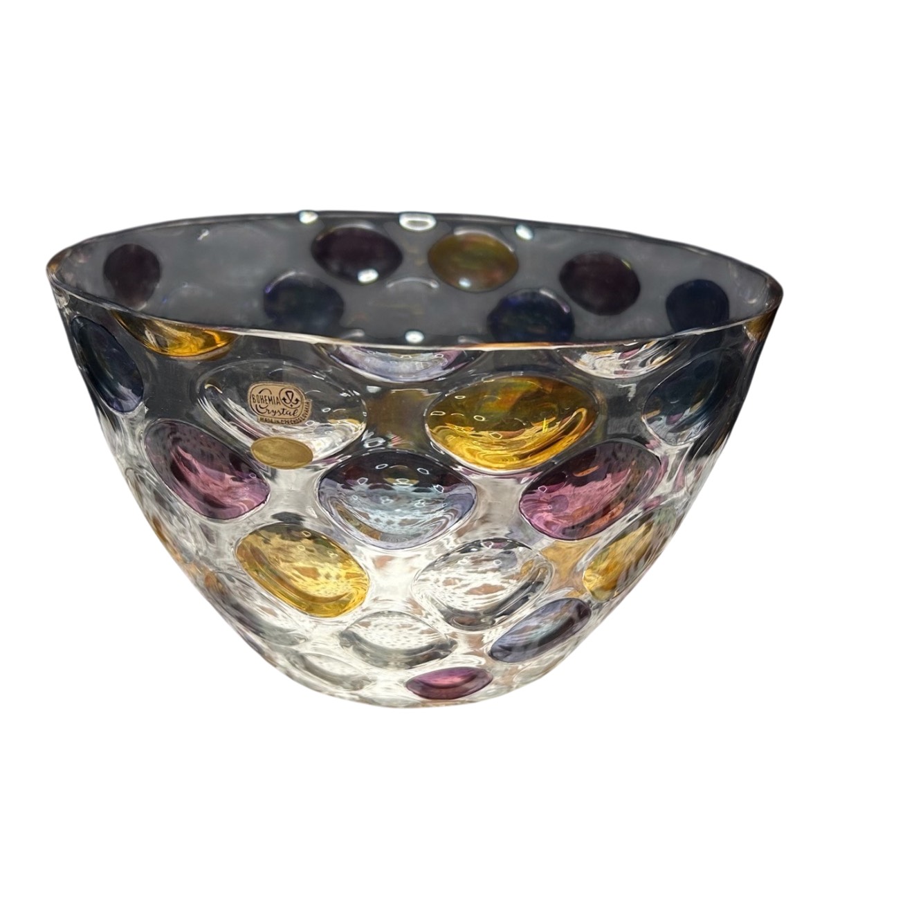 Bohemia Crystal Coin Dot Glass Bowl Made In Czecholovania 5 Inches Tall ...