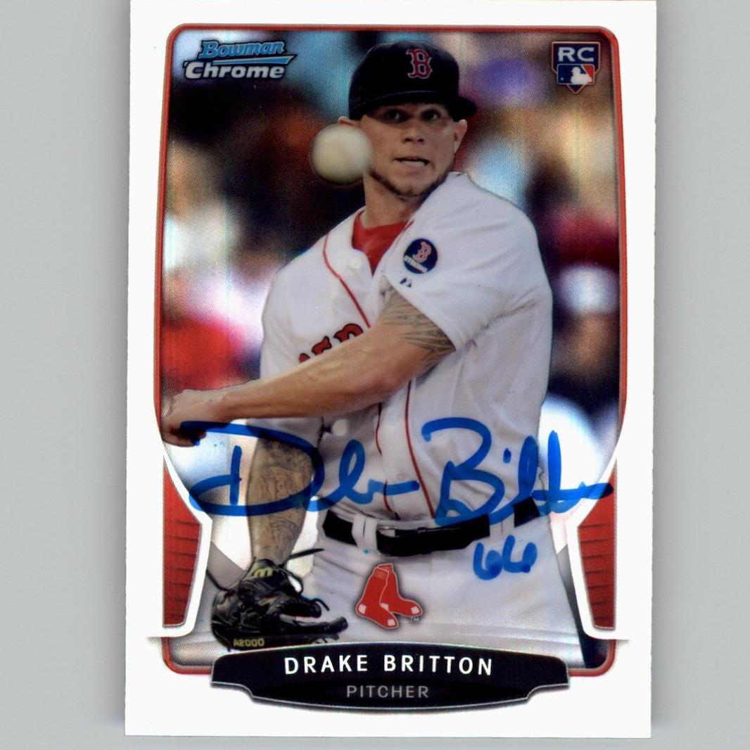 Drake Britton Signed Boston Red Sox 2013 Bowman Chrome Refractor Card #16