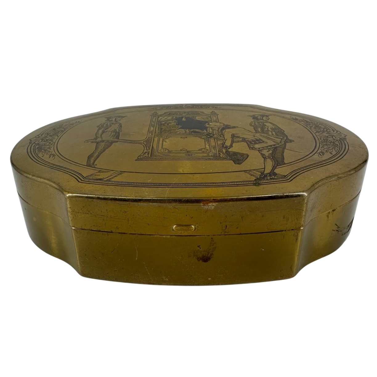 Schrafft’s Metal Gold Tone Engraved Candy Box