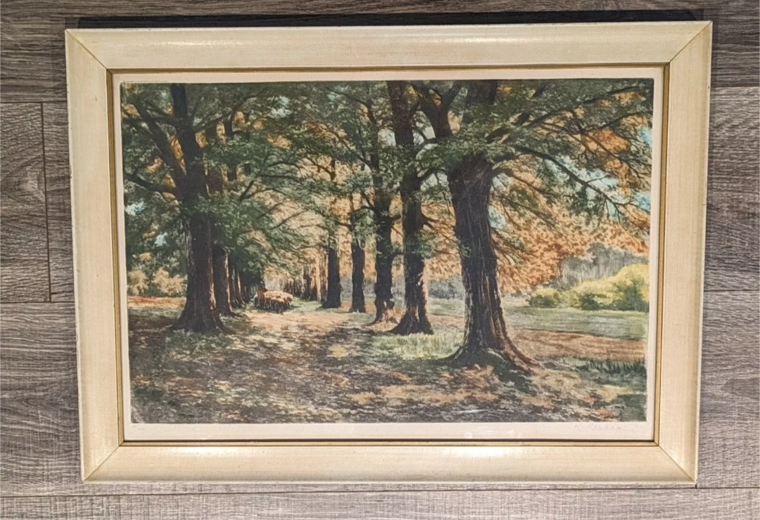 Henri Houben Artist Belgium : herder met schapen Print Herder With Sheep