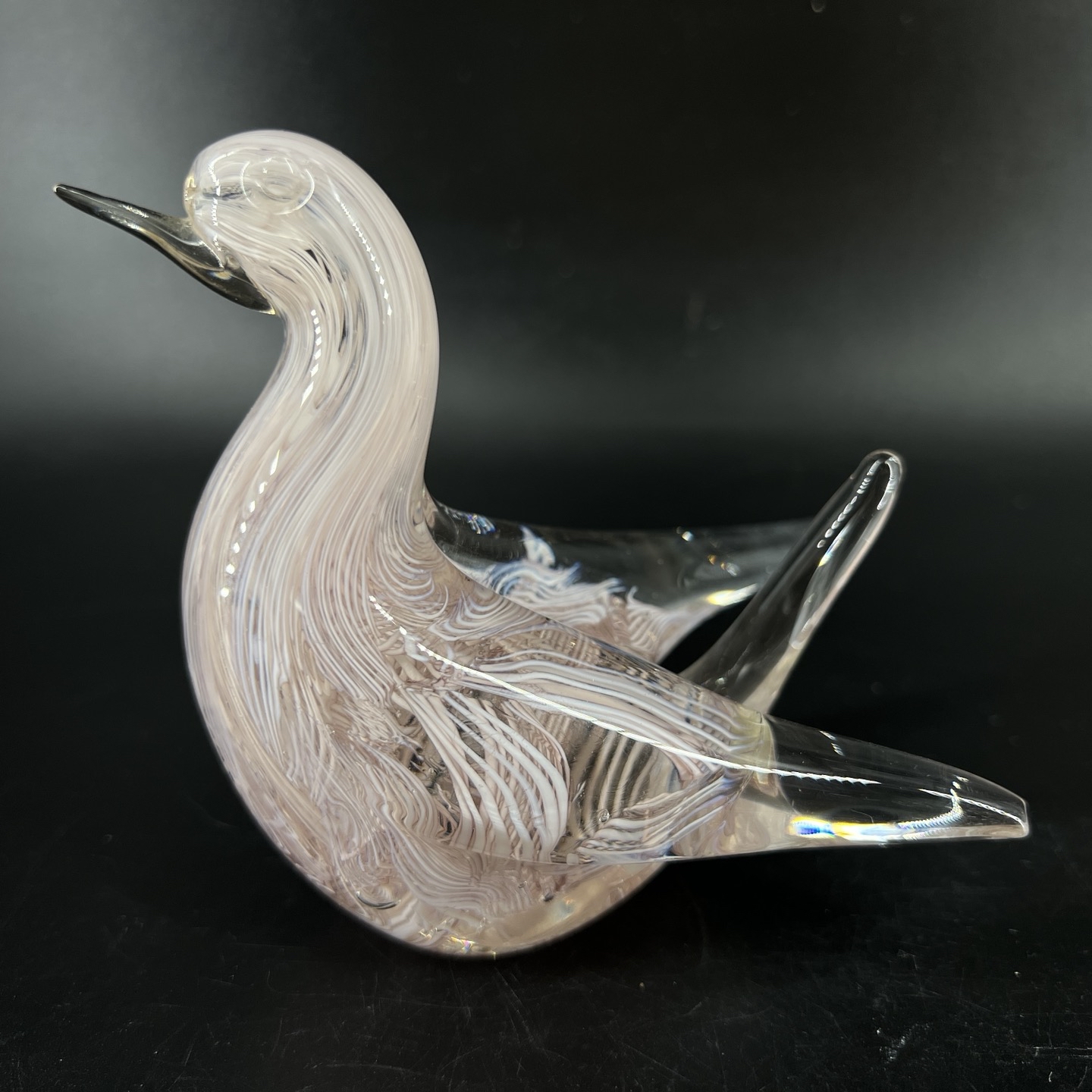 Pink Garza Murano Art Glass Bird Figurine