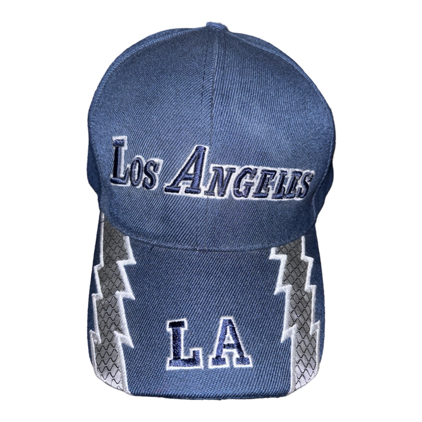 Los Angeles LA Blue & Gray Lightening Bolt Adjustable Hook & Loop Back ...