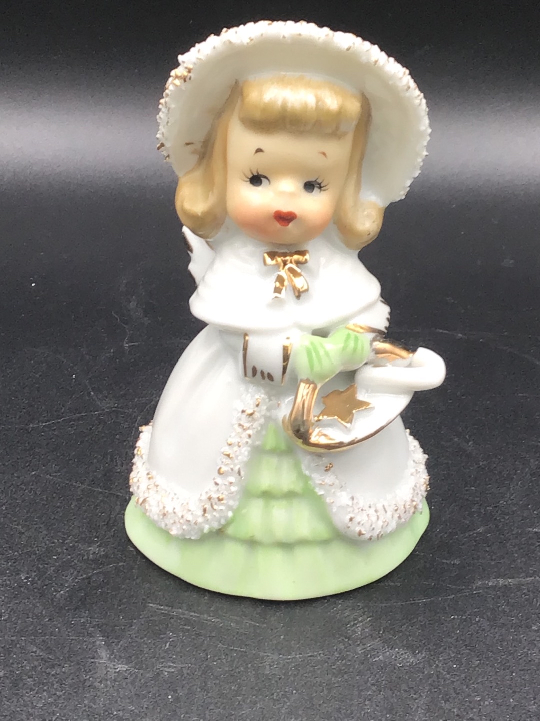 37-Vintage Lefton Angel Bell With Basket And Candy Cane