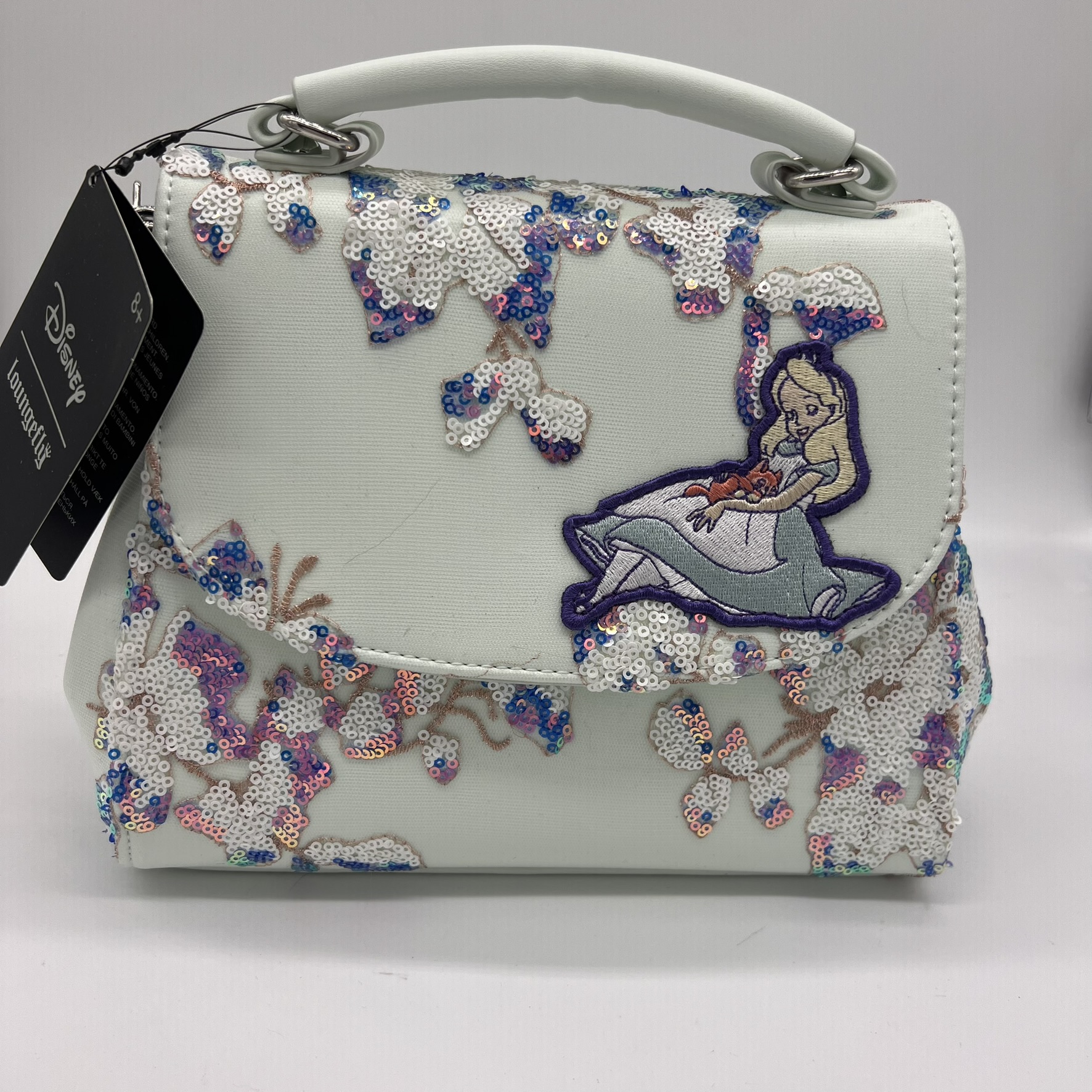 Alice Floral Sequin Loungefly Handbag NWT