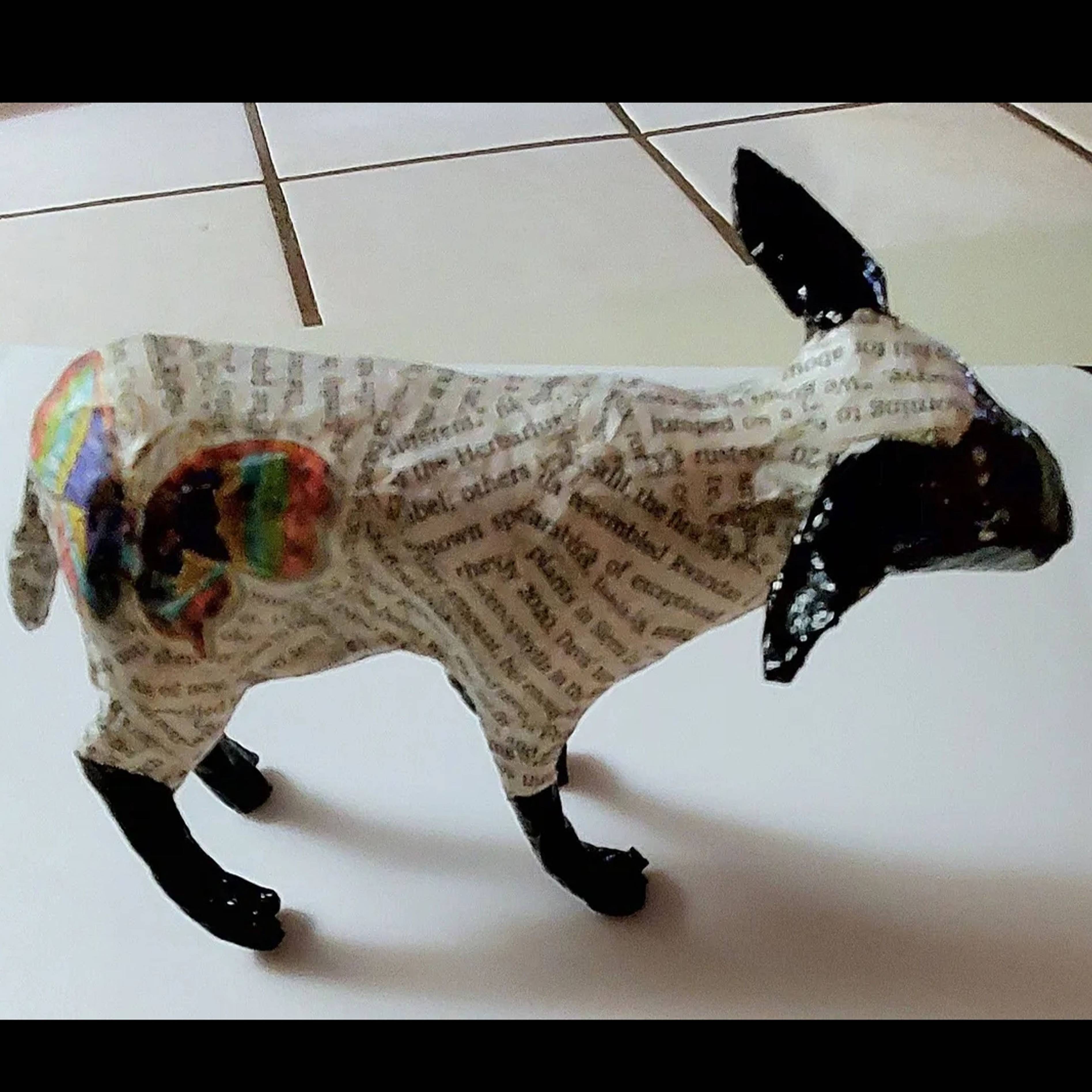 #02 Original Paper Mache Sheep Lamb 5 x 3" OOAK Handmade Acrylic Ink ...