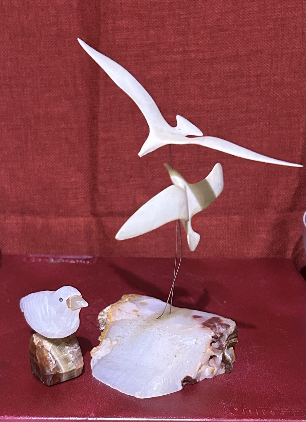 Single Seagull On Quartz & 2 Seagulls In Flight On Quartz Base