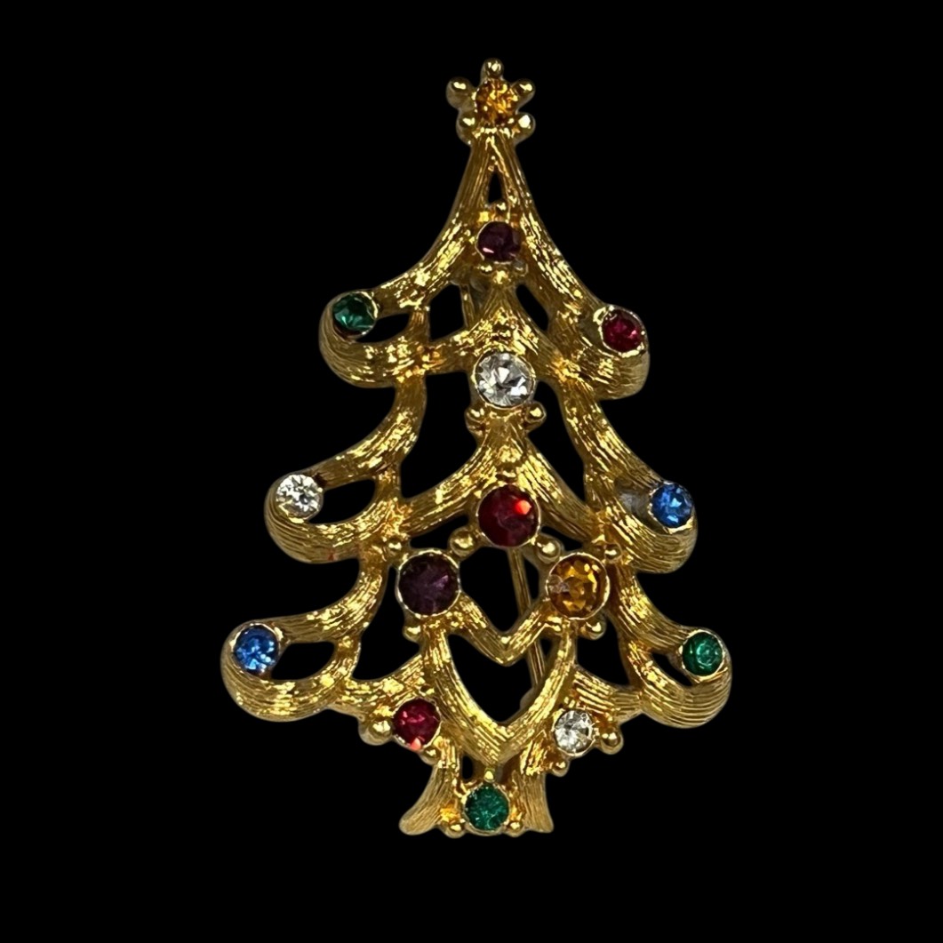 #10 - Monet Rhinestone Christmas Tree Brooch