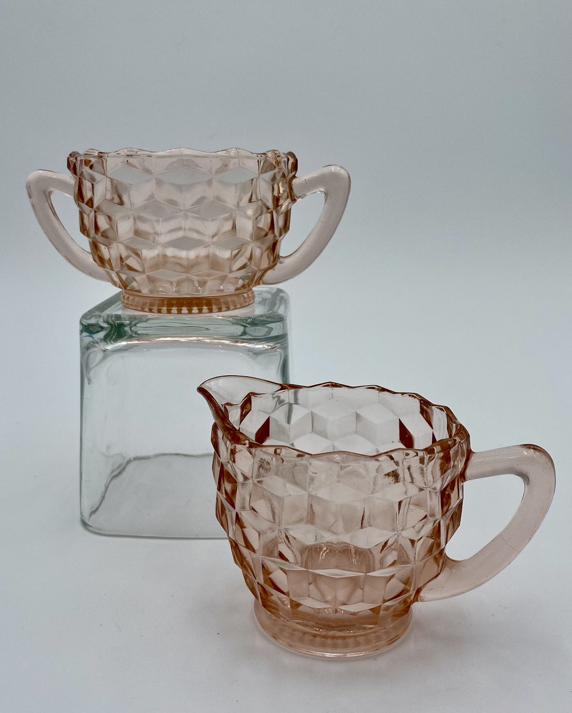 Vintage Colony Glass, "Whitehall Peach" Open Sugar & Creamer