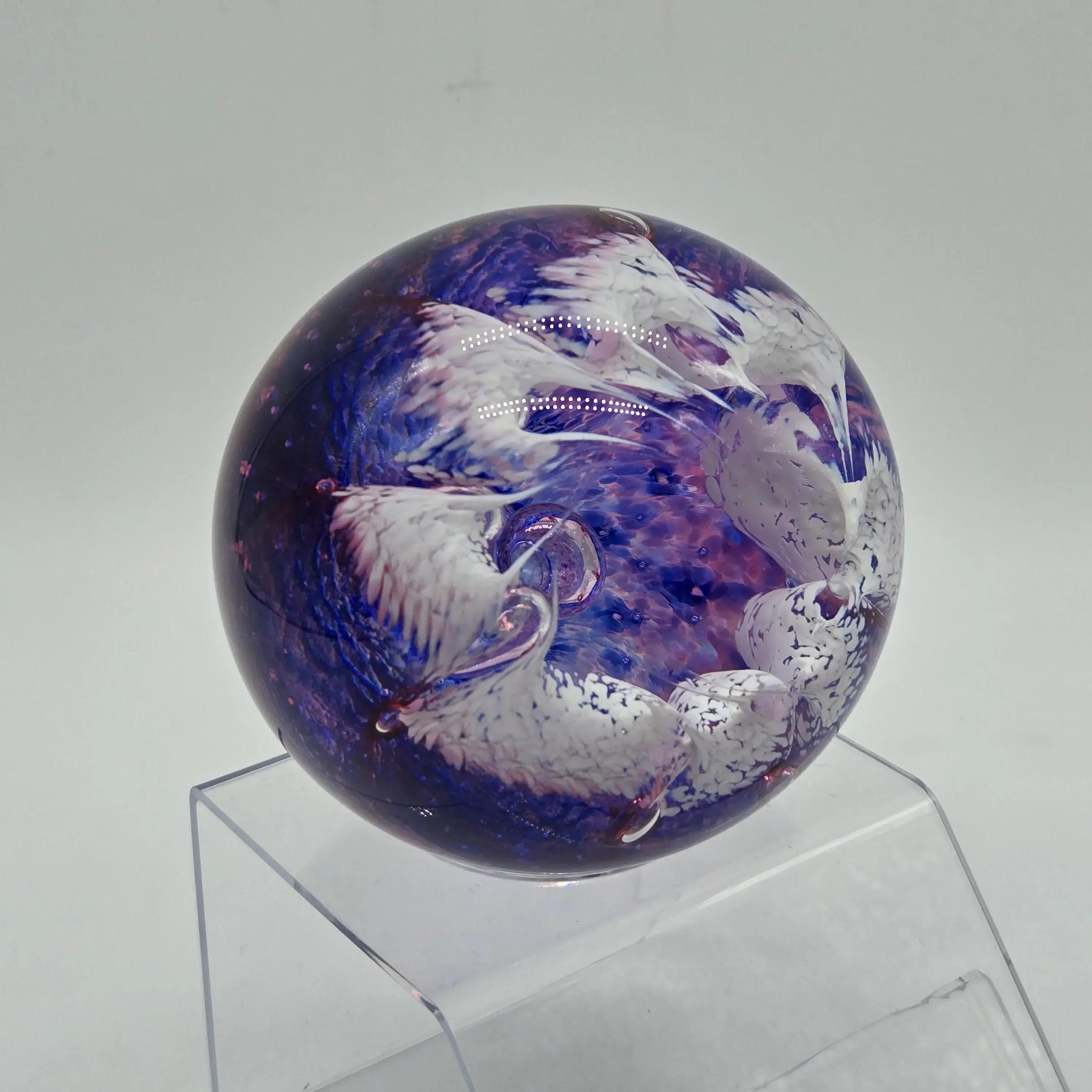 1993 Scottish CAITHNESS GLASS Paperweight entitled "Blue Splash ...