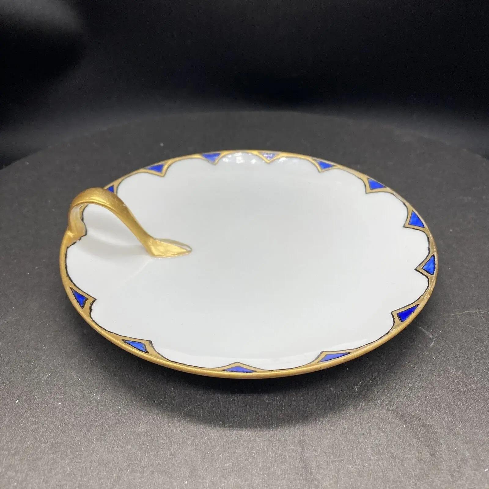 Antique Handpainted Lemon Server or Nappy Dish 1922 Signed Porcelain Plate