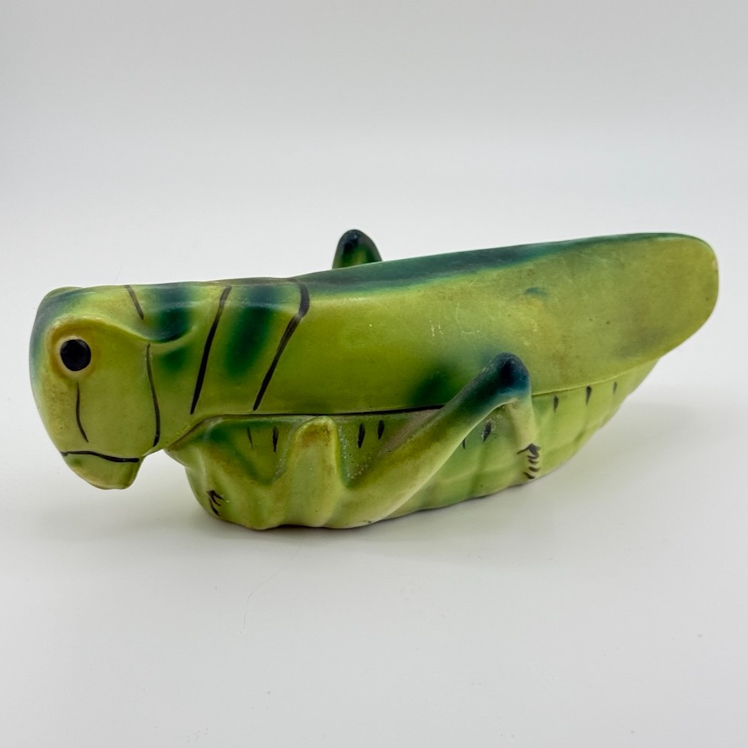 Bug Grasshopper Green Trinket Box 6 X 2"