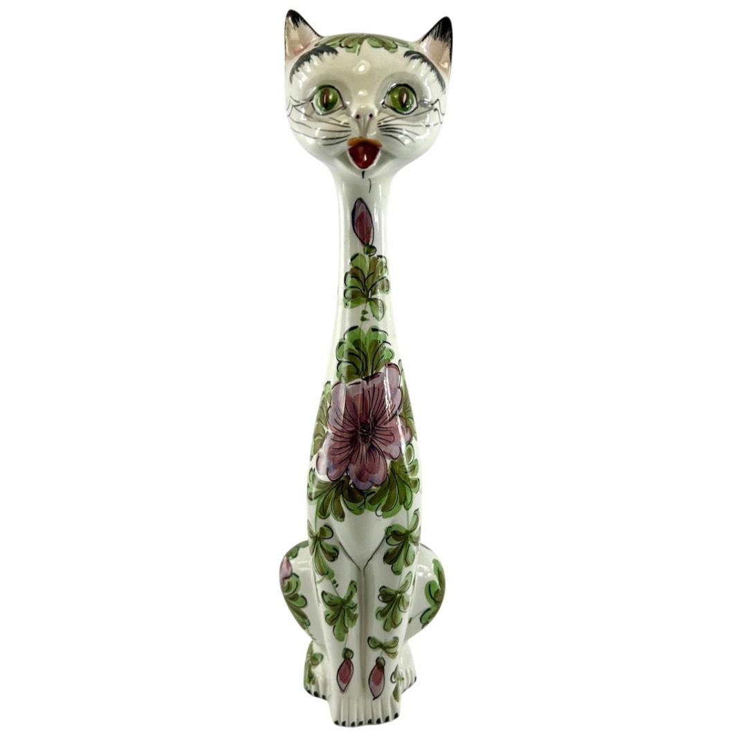Vintage Ceramic Tall Long Neck Kitty Cat Figurine Italy