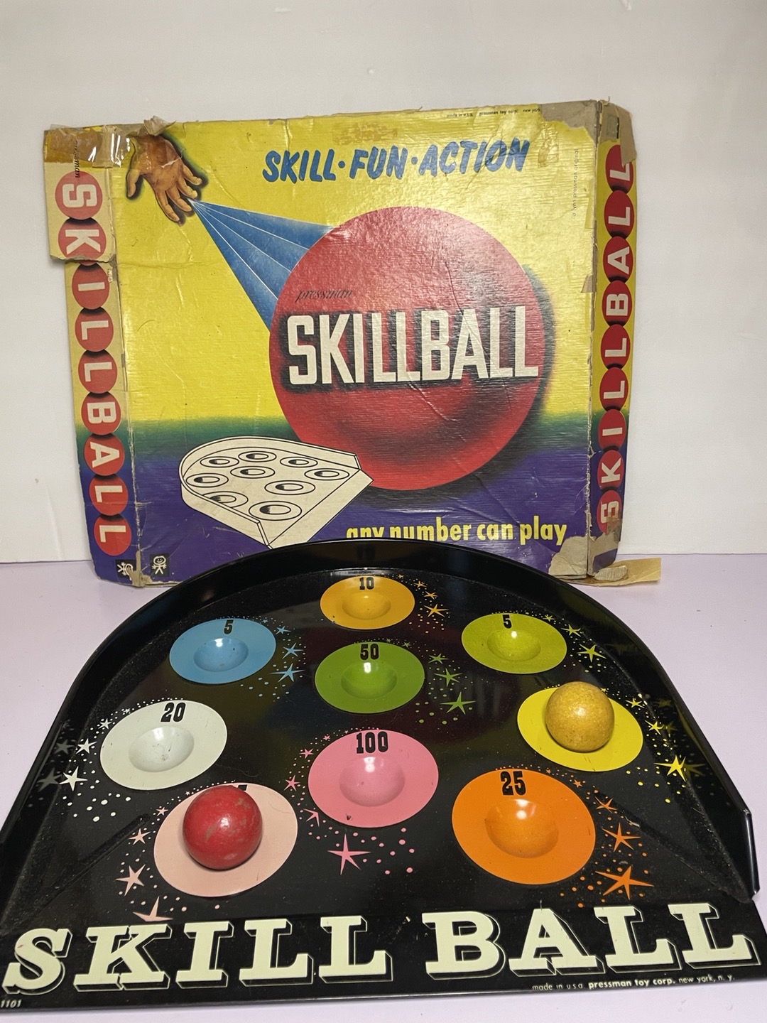 Vintage Metal Skillball Game With Two Balls
