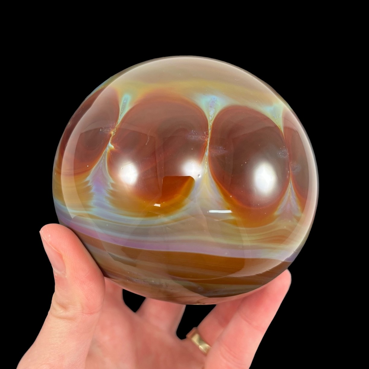 Frederick Warren Signed Agate Art Glass Paperweight, Unique Hollow Art ...