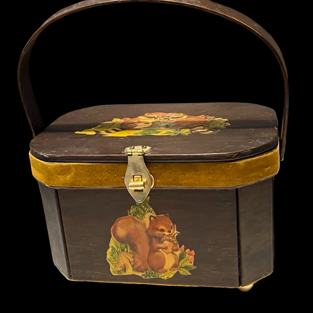Vintage Decoupage Adorable Wild Animal Box Purse