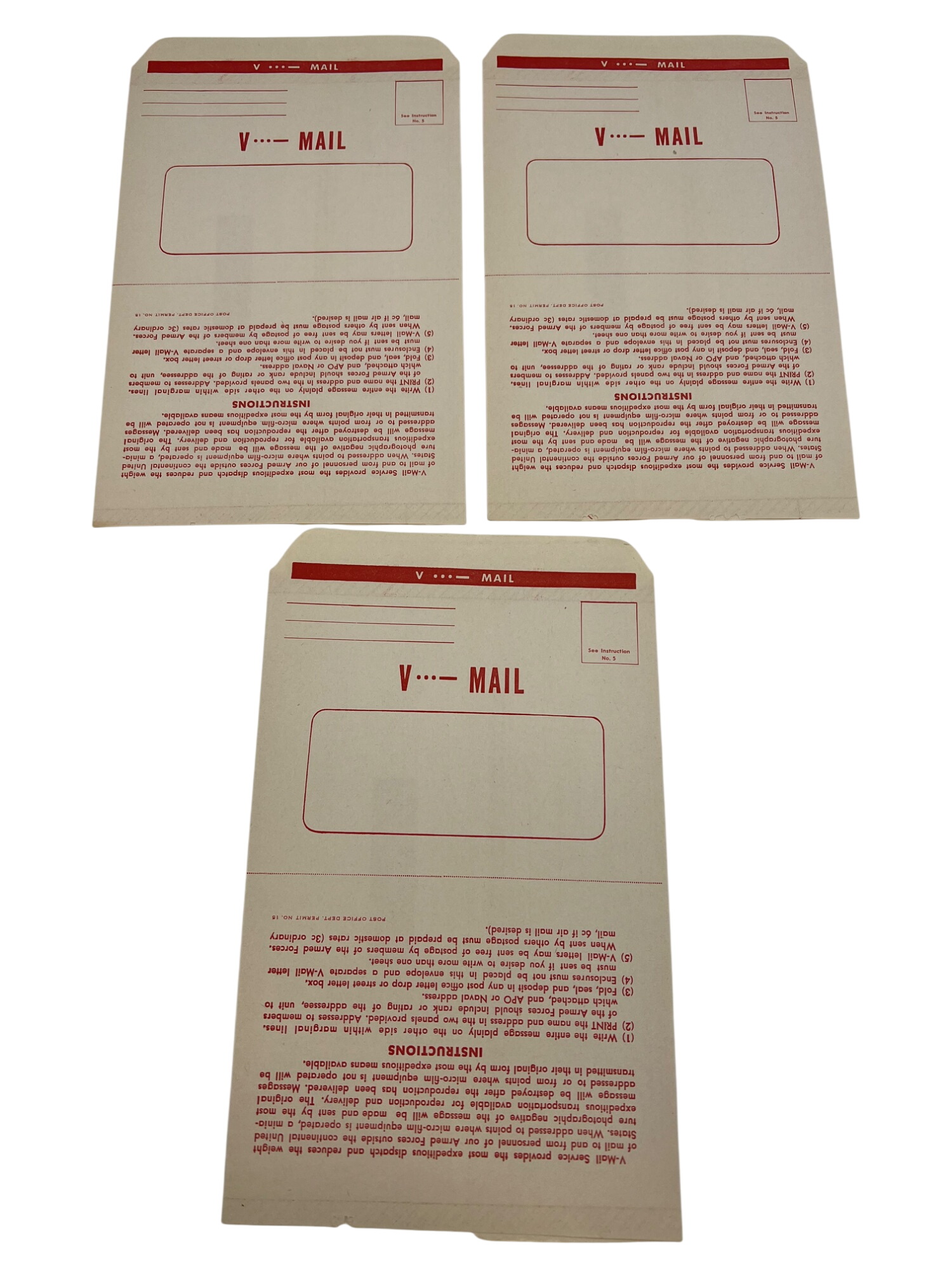 Vintage V-Mail Stationery Unused Military Postal Sheets Qty 3 WWII Era ...