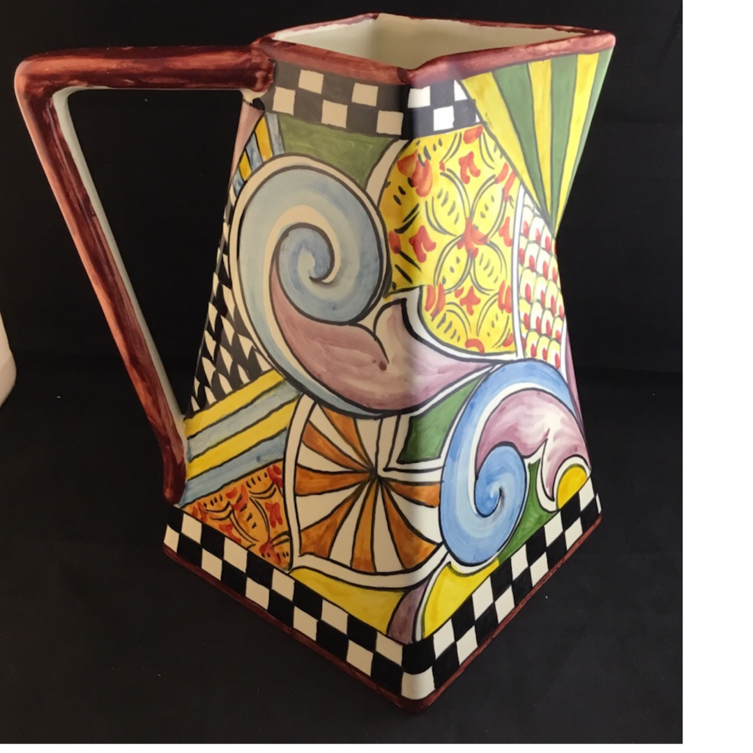 # 008 Art Pottery Pitcher. Marked Artisitica Square pyramid-shape with ...