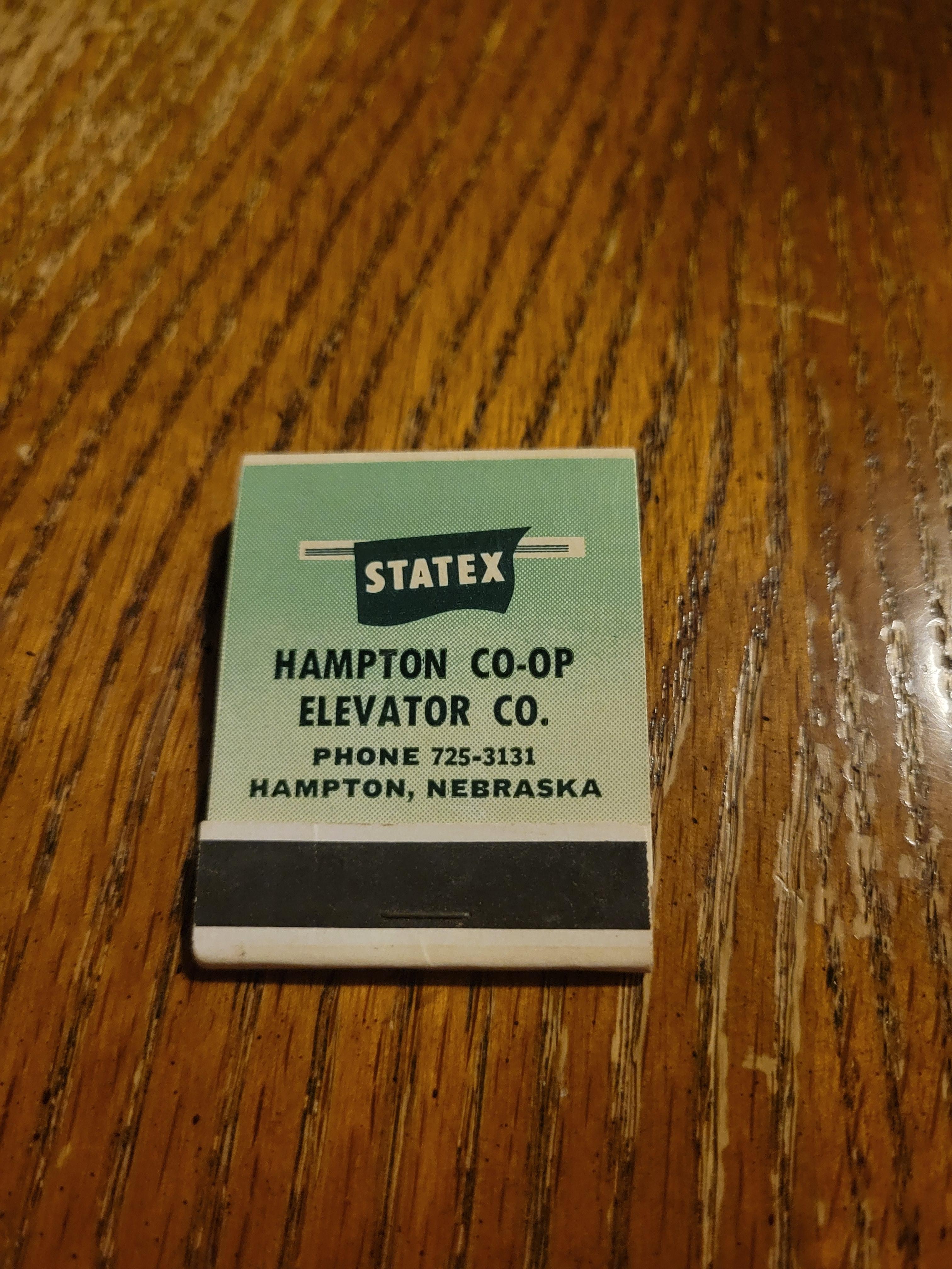 StateX hampton co-op elevator co. matchbook