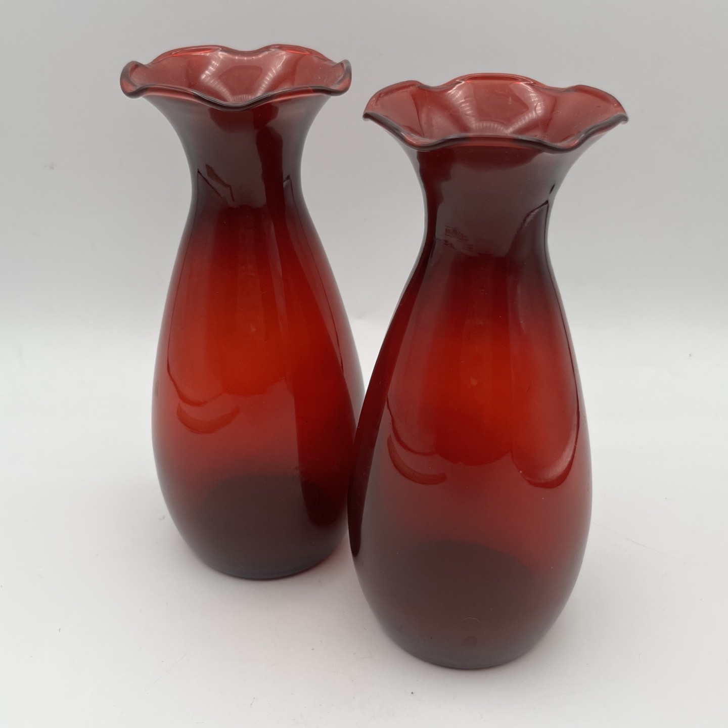 Anchor Hocking Ruby Red Bud Vases Set Of 2 6.5”