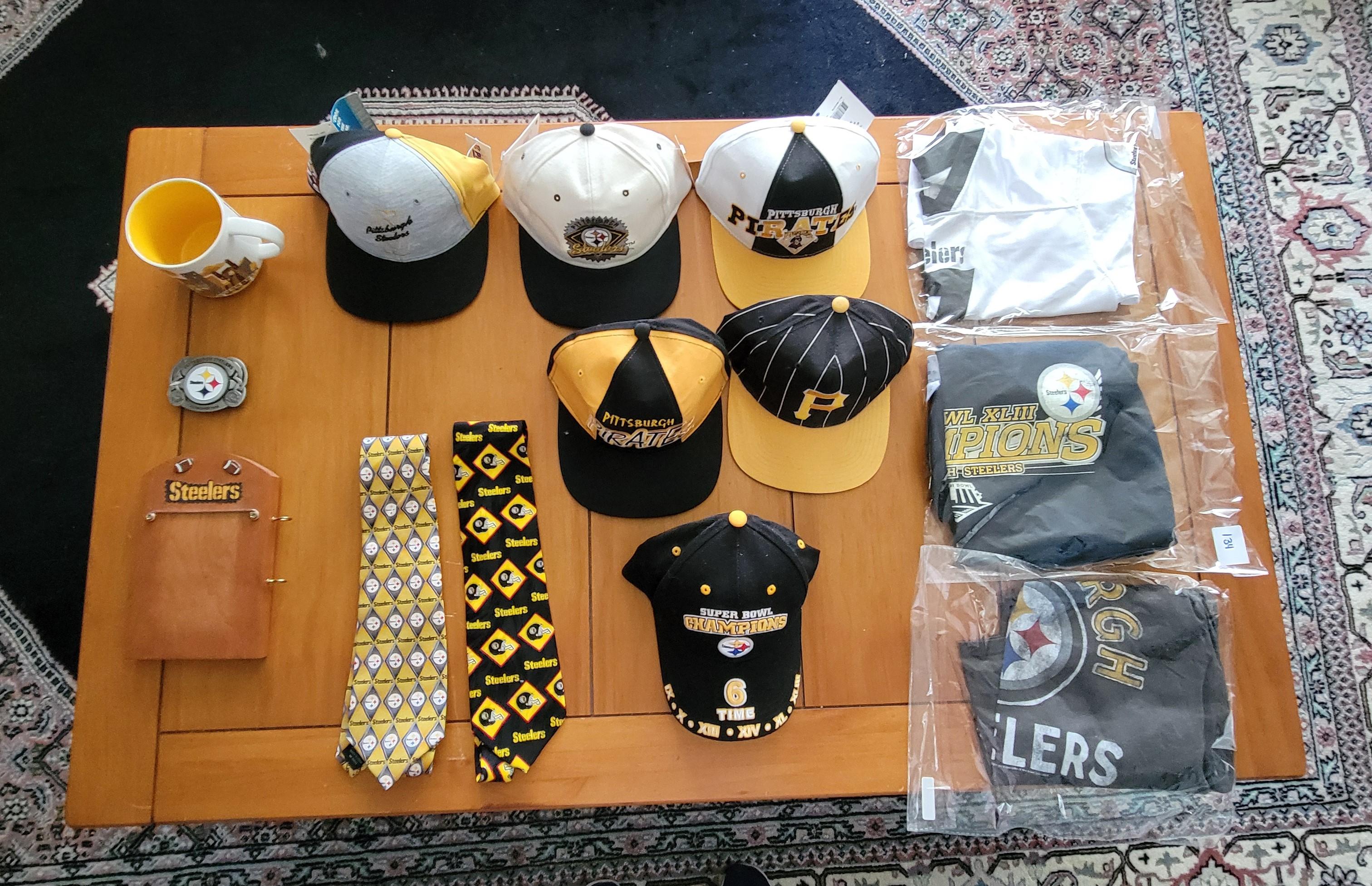 STARTER NFL NBL Hats Shirts Note Holder Mug Neck Ties Steelers Pirates ...