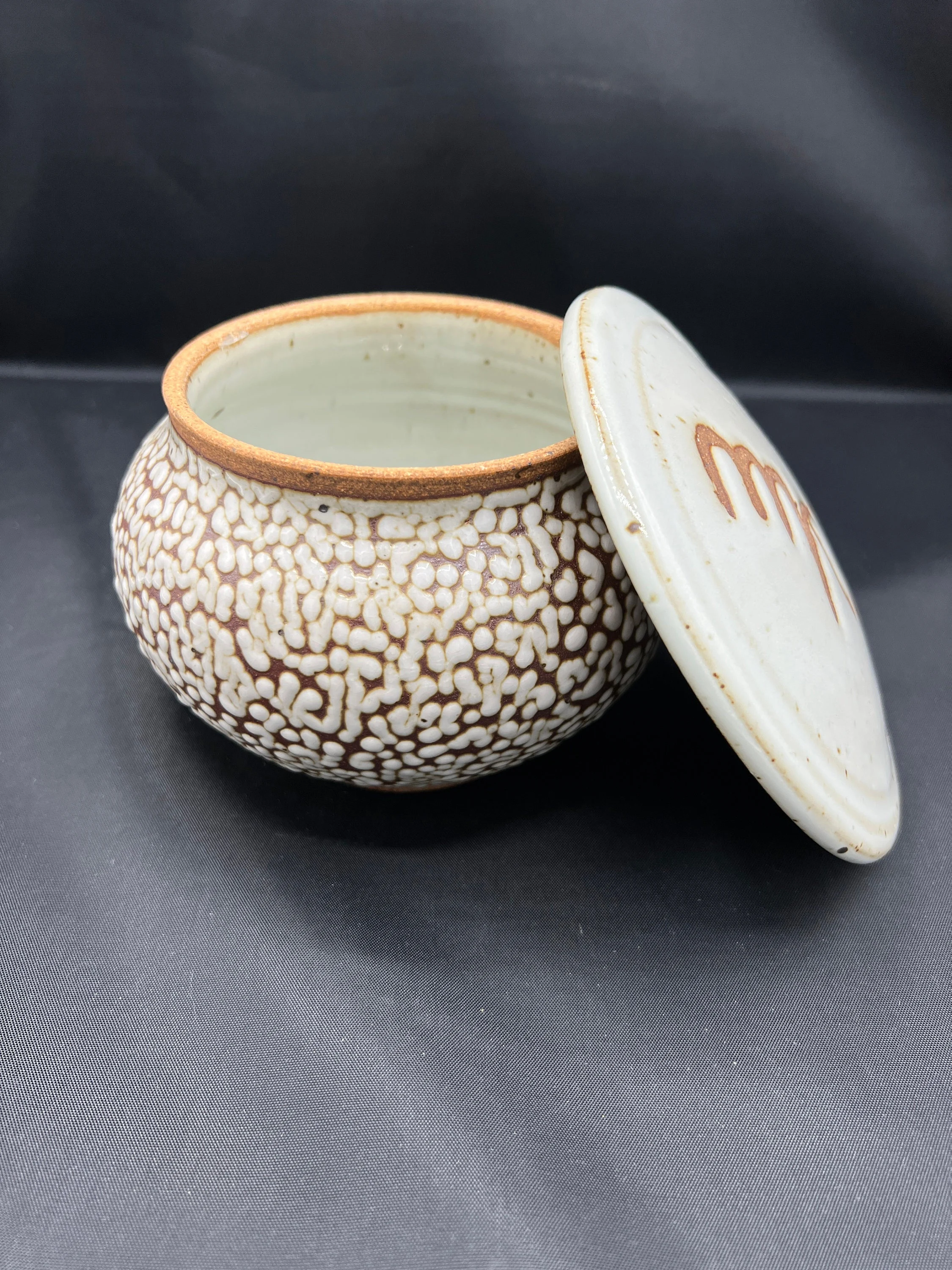 Fat Lava Glaze Tea Caddy Art Pottery Mid Century Style Hand Thrown Bowl ...