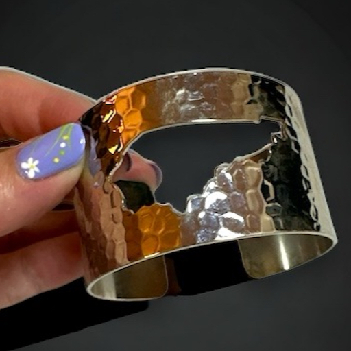 030. Silver Cuff Bracelet- Cut Out Of State