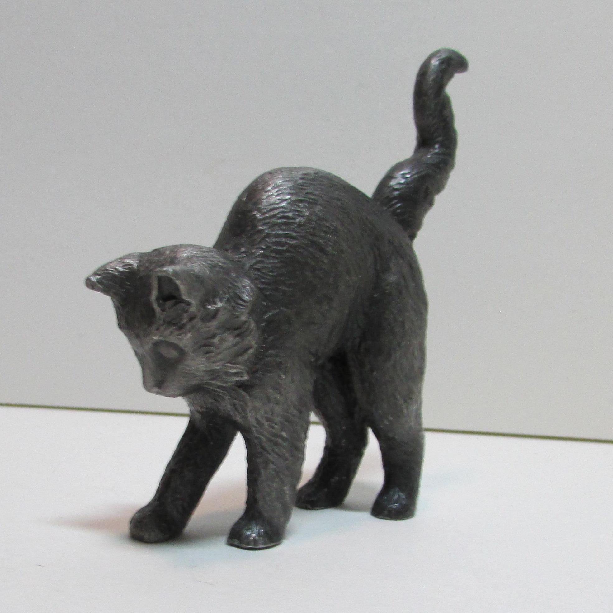 vintage pewter cat figure scaredy cat arched back Halloween Franklin ...