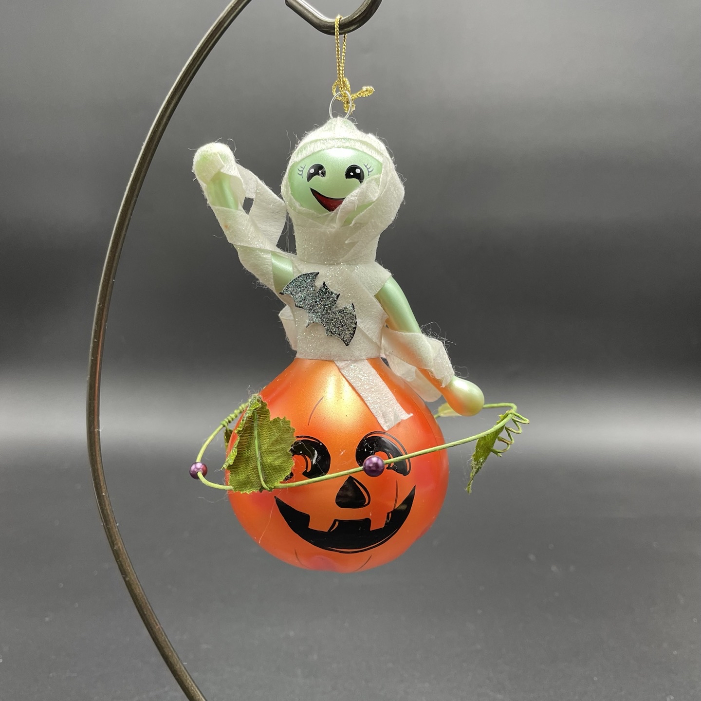 Halloween Mummy Ghost Jack O'Lantern Bat Glass Hanging Ornament Holiday ...