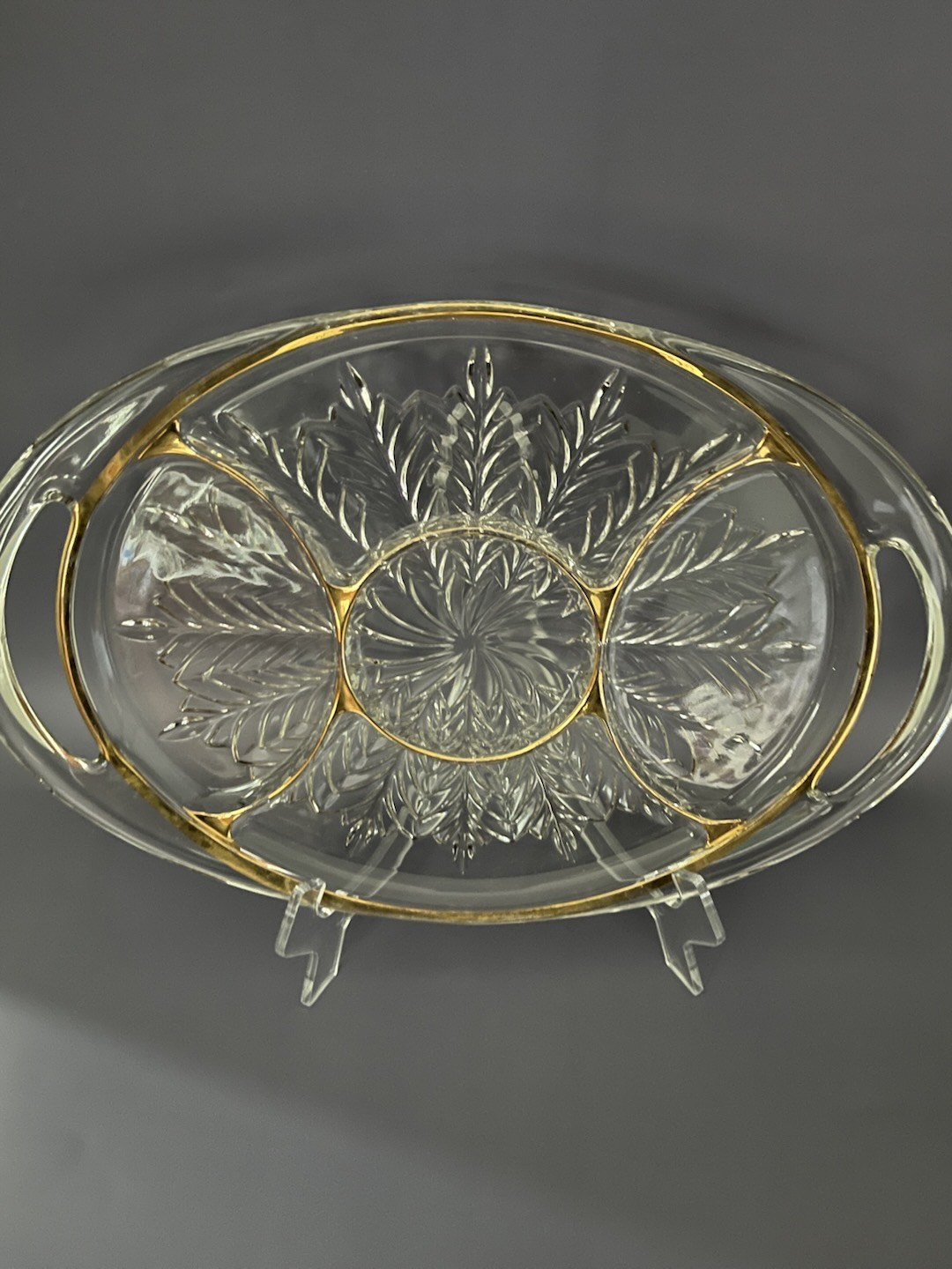 Vintage 1950's Jeanette Glass Two Handle Relish Platter Sections ...