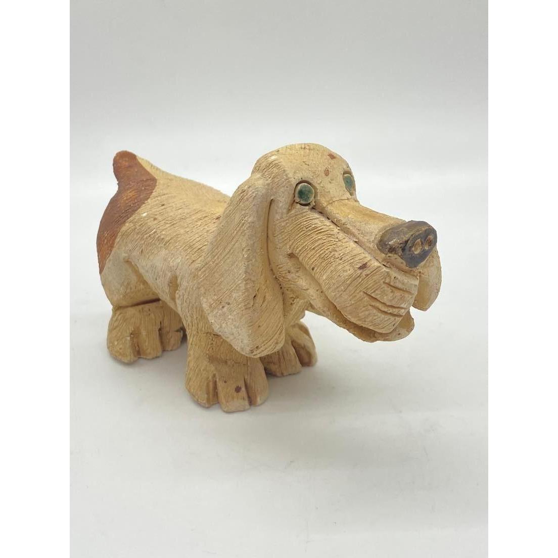 Vintage Artesania Rinconada Carved Earthenware Ceramic Hound Dog / Basset