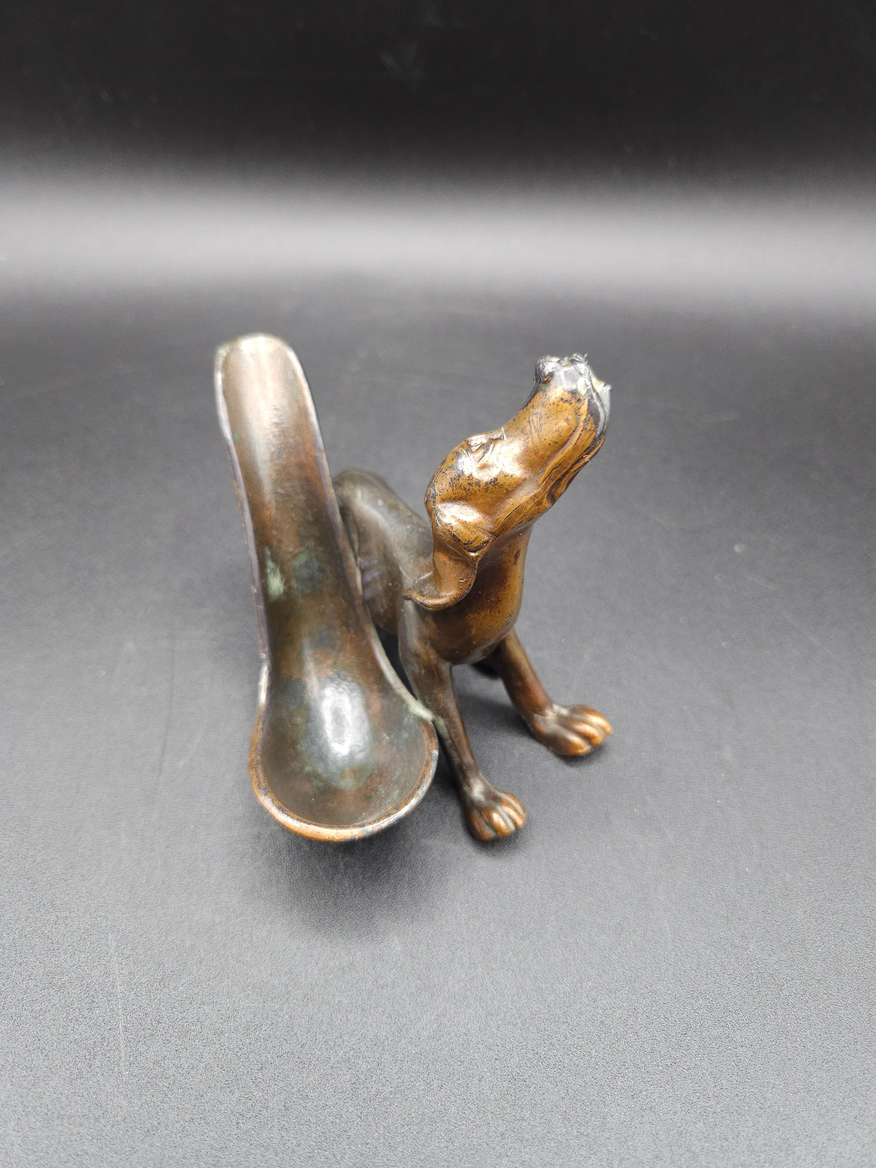 Vintage Bronze Metal Hound Dog Pipe Holder Rest By Dodge USA