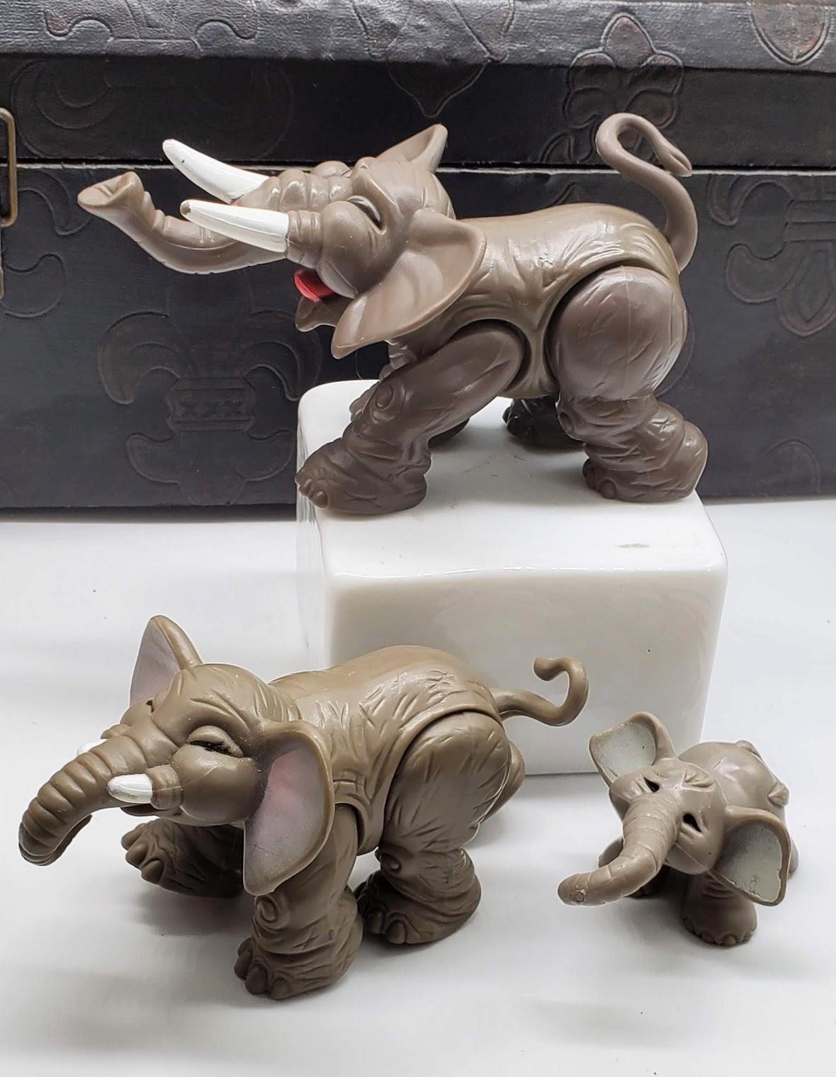 Vintage Fisher Price Elephant Animal Family Posable Set of 3 - 1995