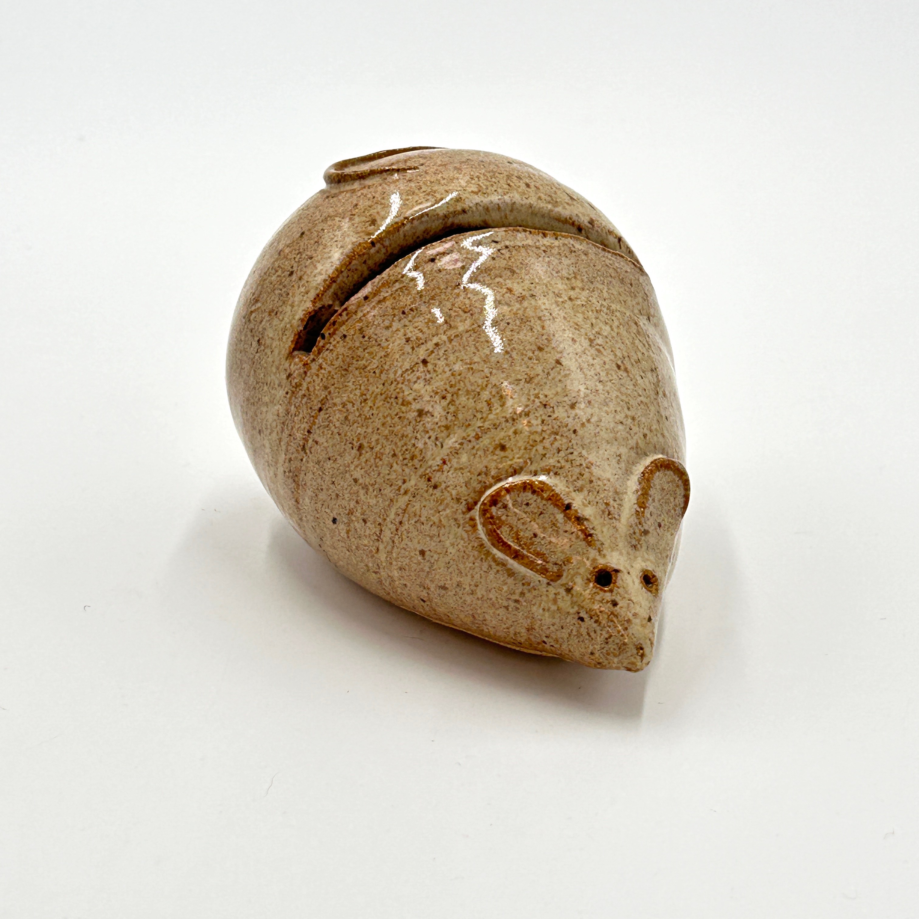 Hand Crafted Art Pottery Mouse Recipe Card Holder, Signed ELLA